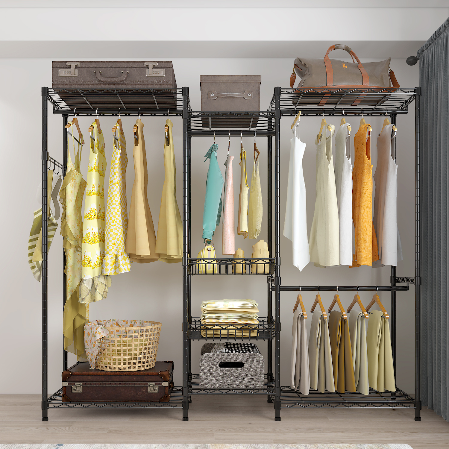 Ubesgoo Heavy Duty Wire Garment Rack, Metal Clothes Rack with 6 Shelves ...