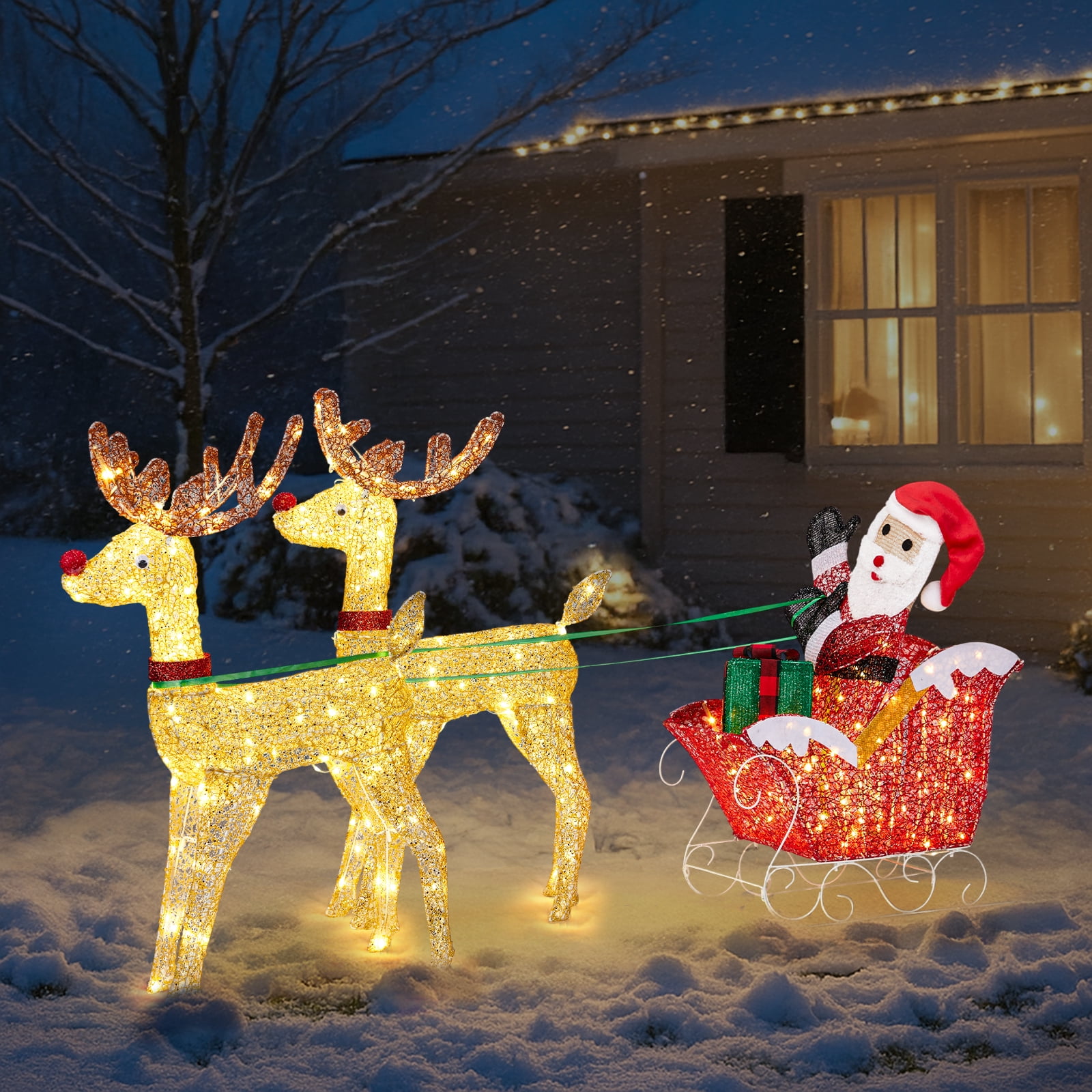 UBesGoo LED Reindeer Set, Outdoor Christmas Light Display for Holiday ...