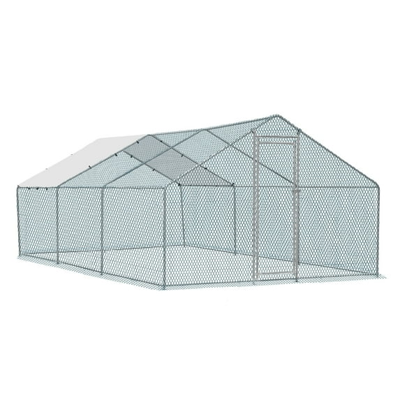 UBesGoo Large Metal Chicken Coop, 20'x10', Steel Frame, Galvanized Mesh ...
