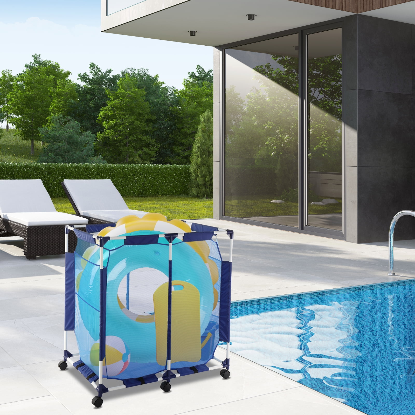 UBesGoo Large Swimming Pool Storage Bin, Pool Noodles Holder, Toys ...