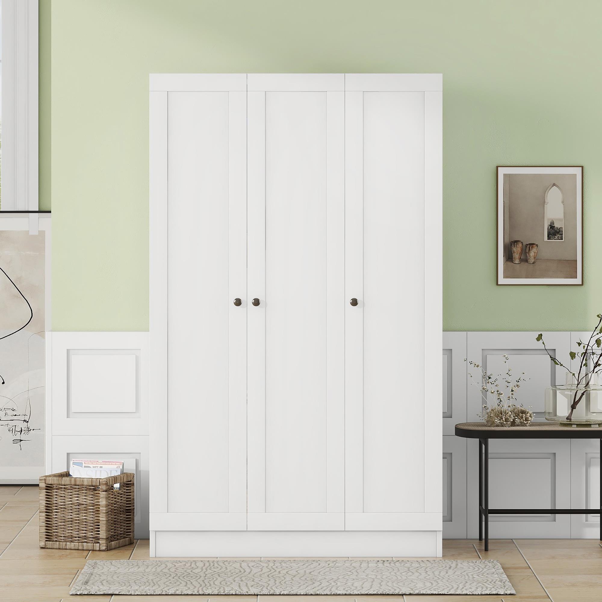 Allora 3 Door Armoire with 2 Drawers 3 Shelves in Black - Walmart.com