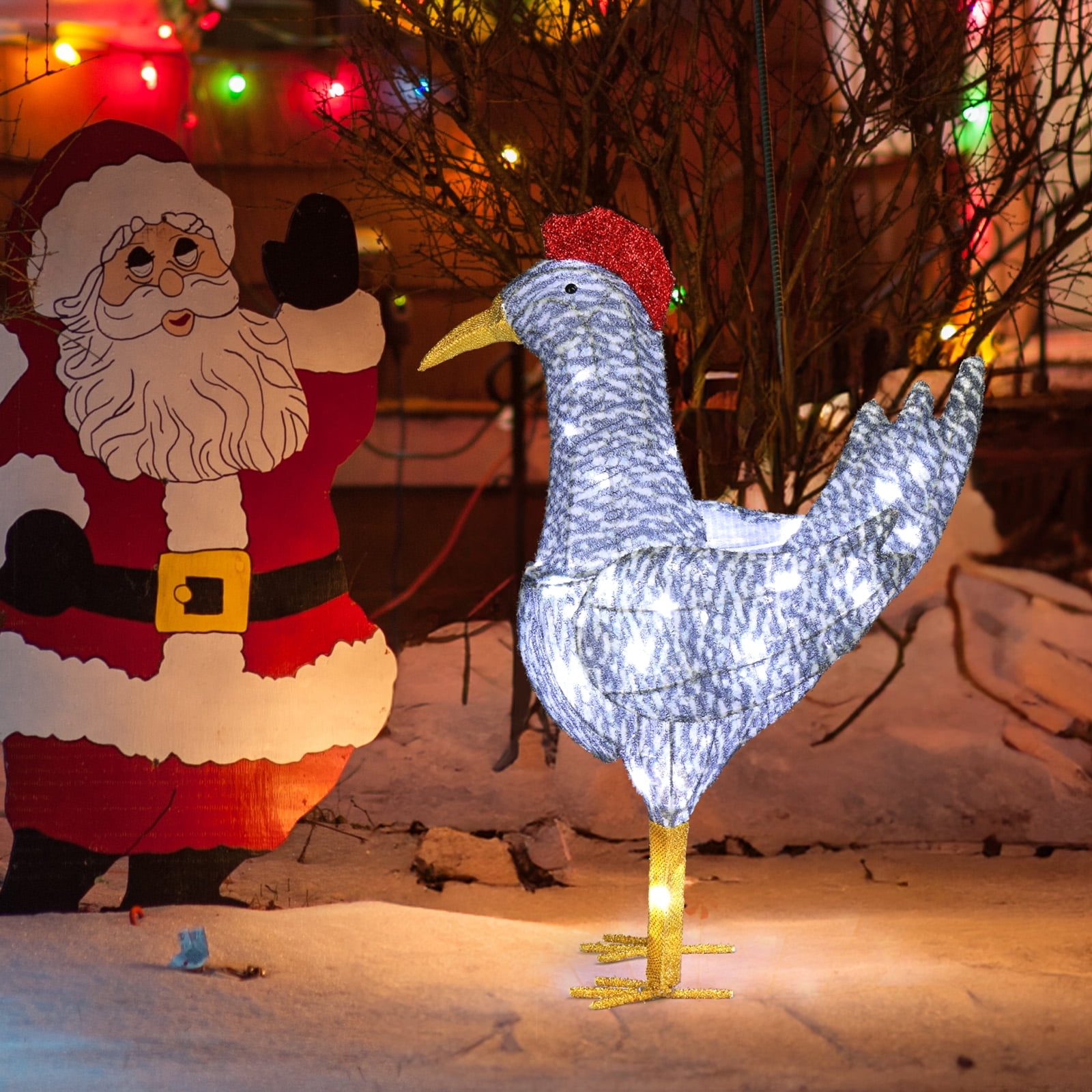 UBesGoo Lighted Chicken Christmas Outdoor Decor Holiday Decoration ...