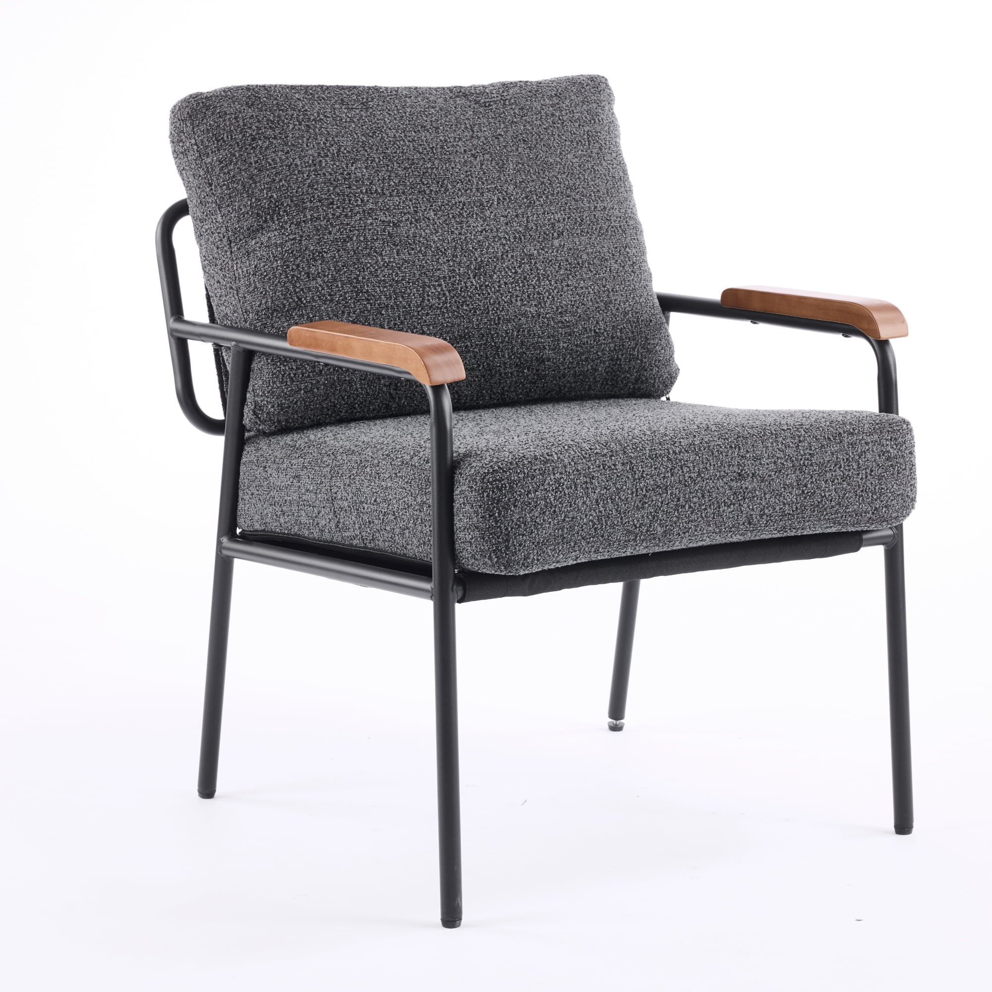 UBesGoo Mid Century Modern Accent Chair, Solid Wood Armchair with ...