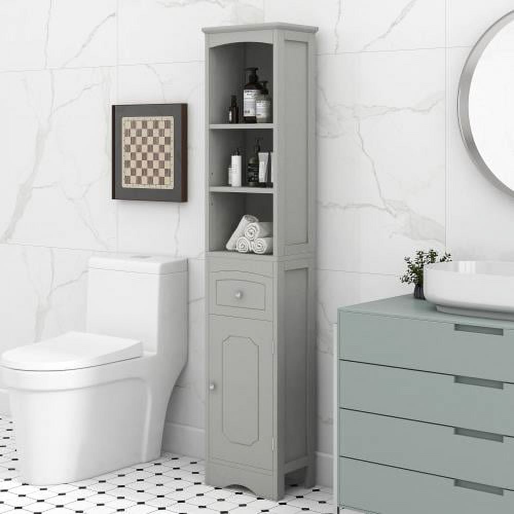UBesGoo Modern Bathroom Storage Linen Tower with Door, Drawer and ...