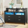 UBesGoo Modern Black 6 Drawer Dresser with Charging Station, Bedroom ...