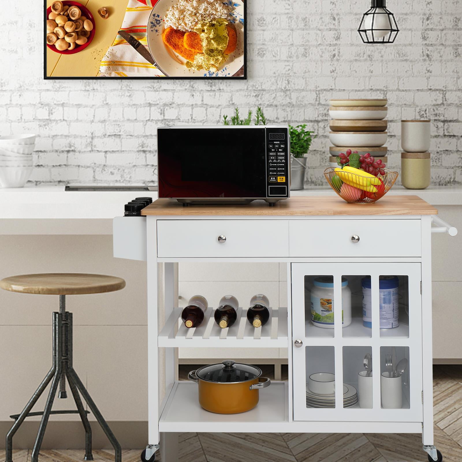 UBesGoo Modern Rolling Trolley Cart, 3 Tier Kitchen Island Storage ...