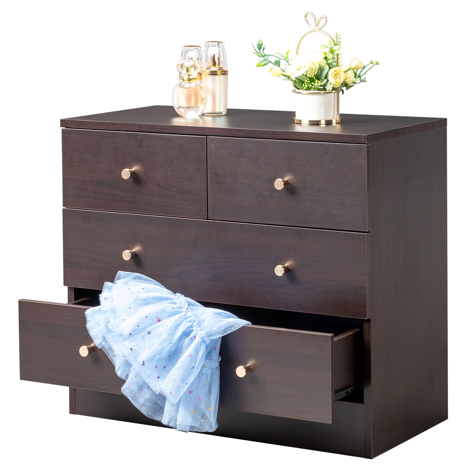 UBesGoo Modern Wood 4-Drawer Dresser Chest Bedside Table for Bedroom ...