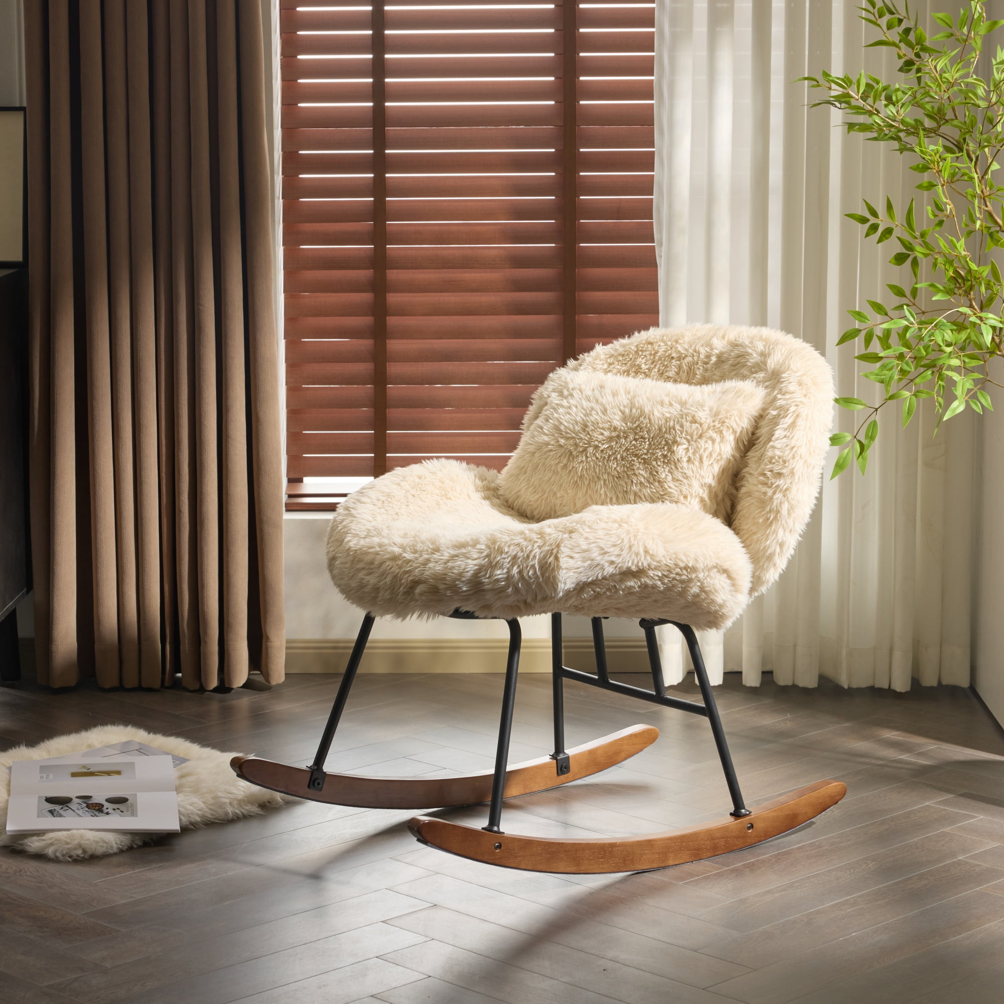 UBesGoo Nursery Rocking Chair, Modern Accent Chair with Padded Seat and ...