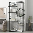 UBesGoo Open Bookshelf, 6-Shelf Modern Bookcase Display Rack w/ Steel ...