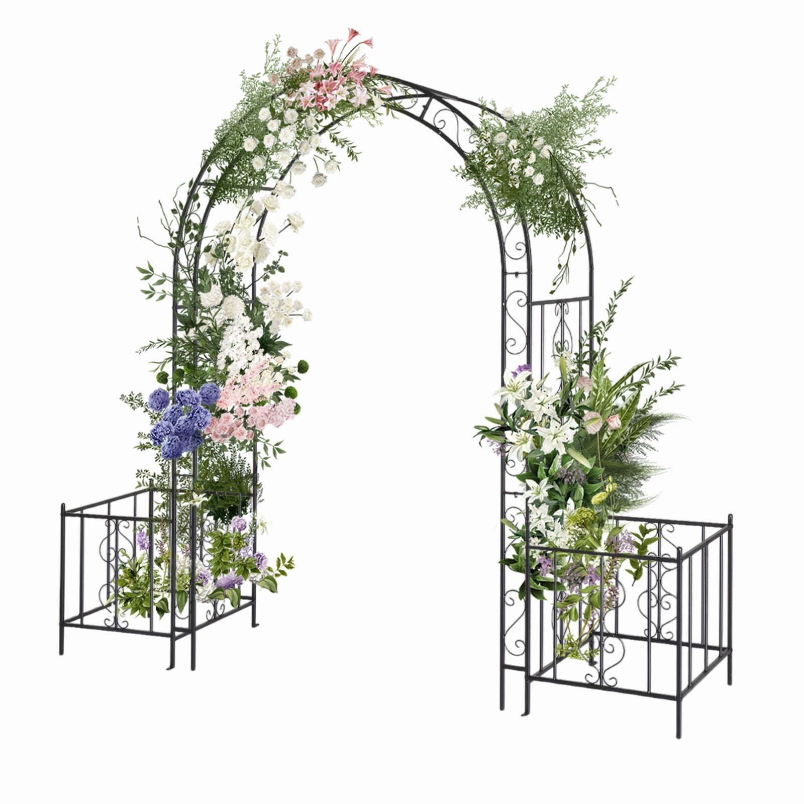 UBesGoo Outdoor 6.7FT Garden Arbor with Planter Box, Wedding Arch ...