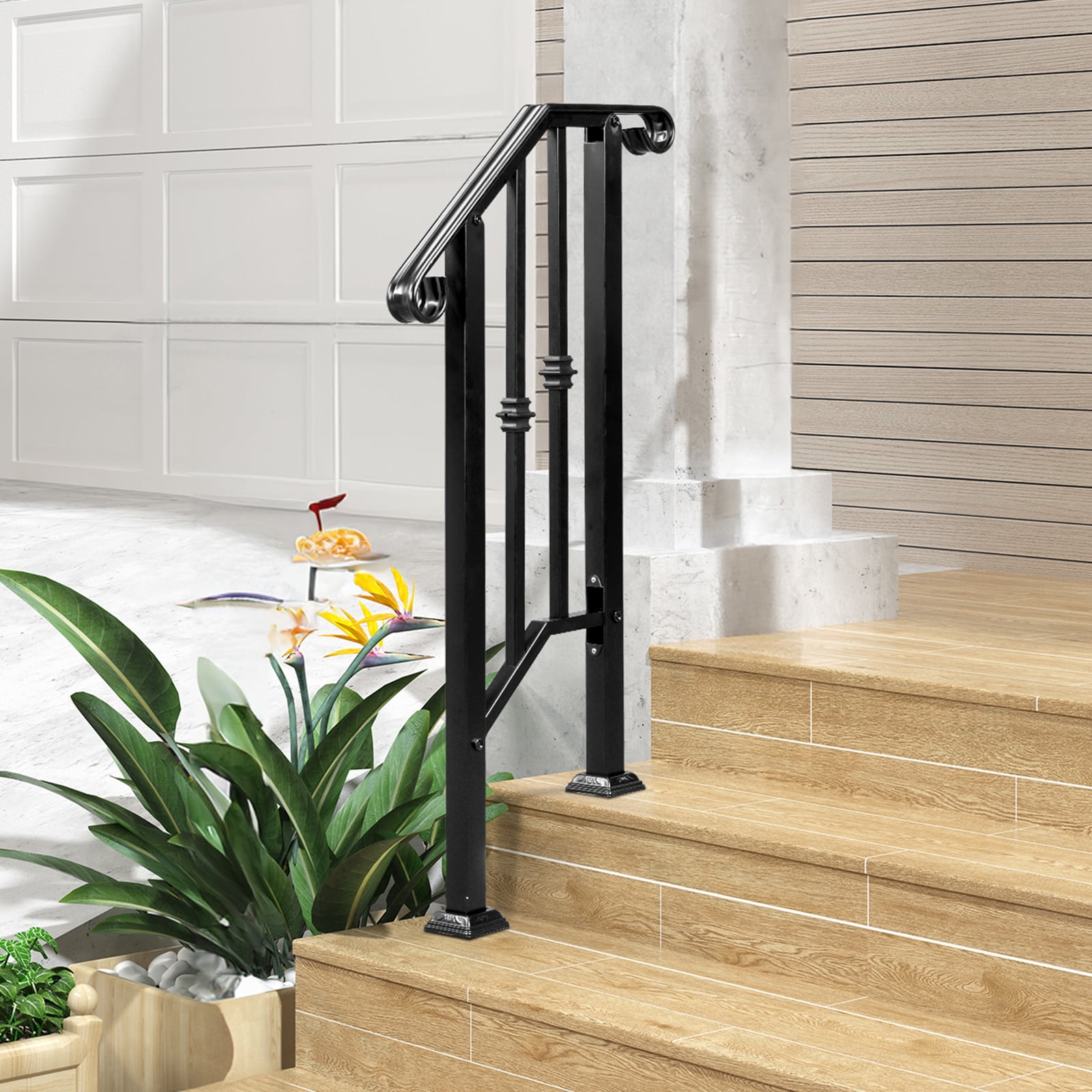 UBesGoo Outdoor& Indoor Handrail, Matte Black, Galvanized Iron Handrail ...