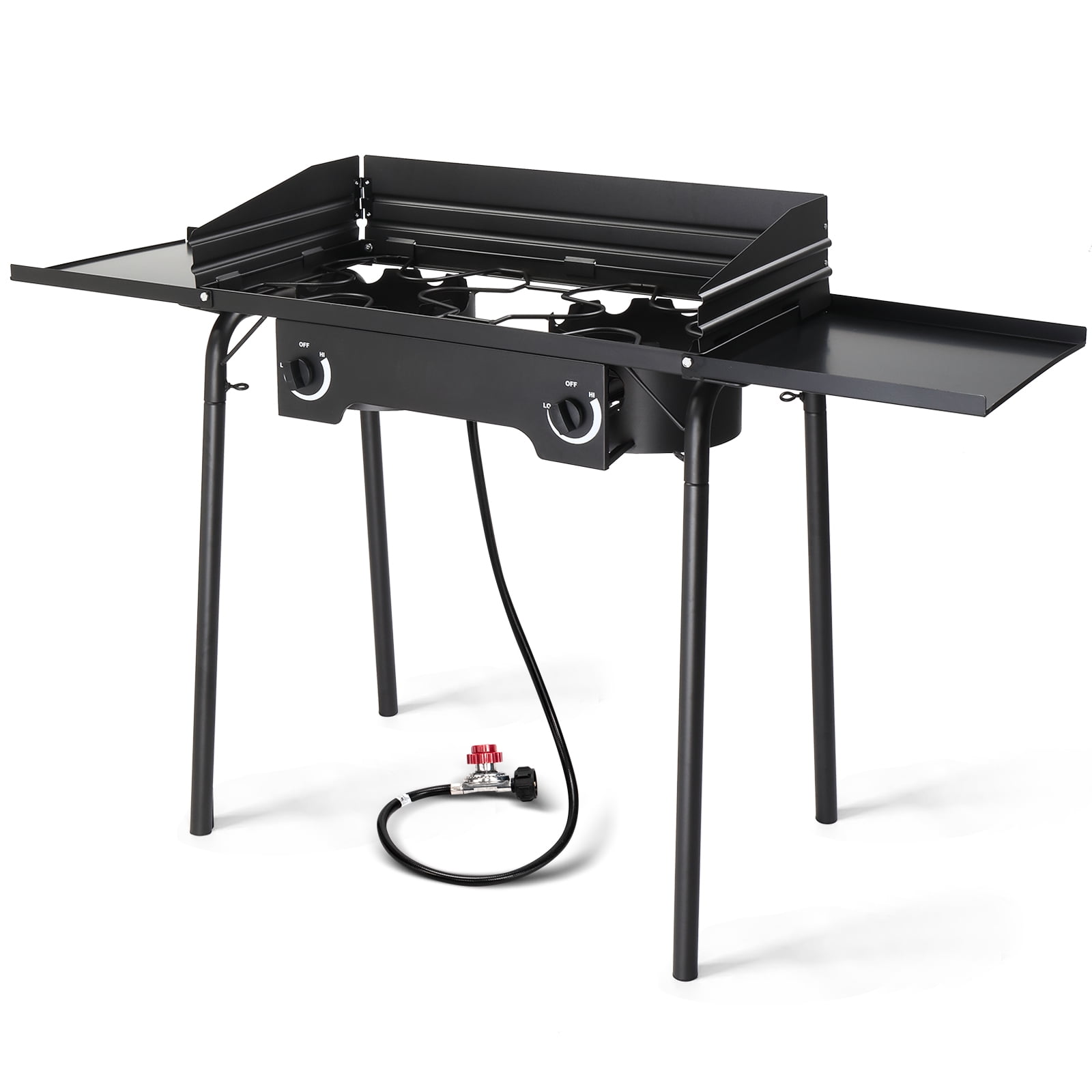 UBesGoo Portable Propane 150K BTU 2-Burner Outdoor Stove with Shelves ...