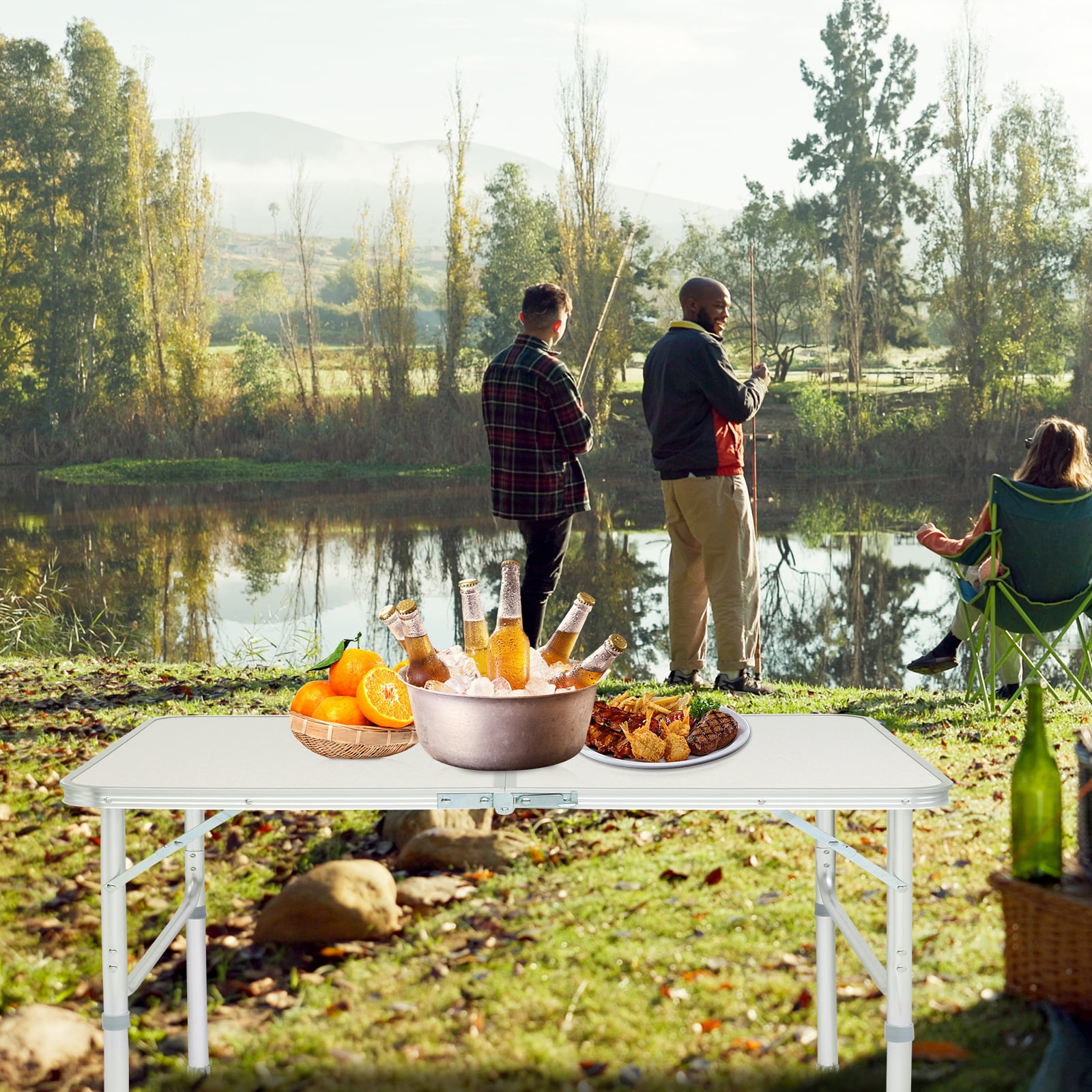 UBesGoo Foldable Lightweight Outdoor Aluminum Table for Picnic, Party ...