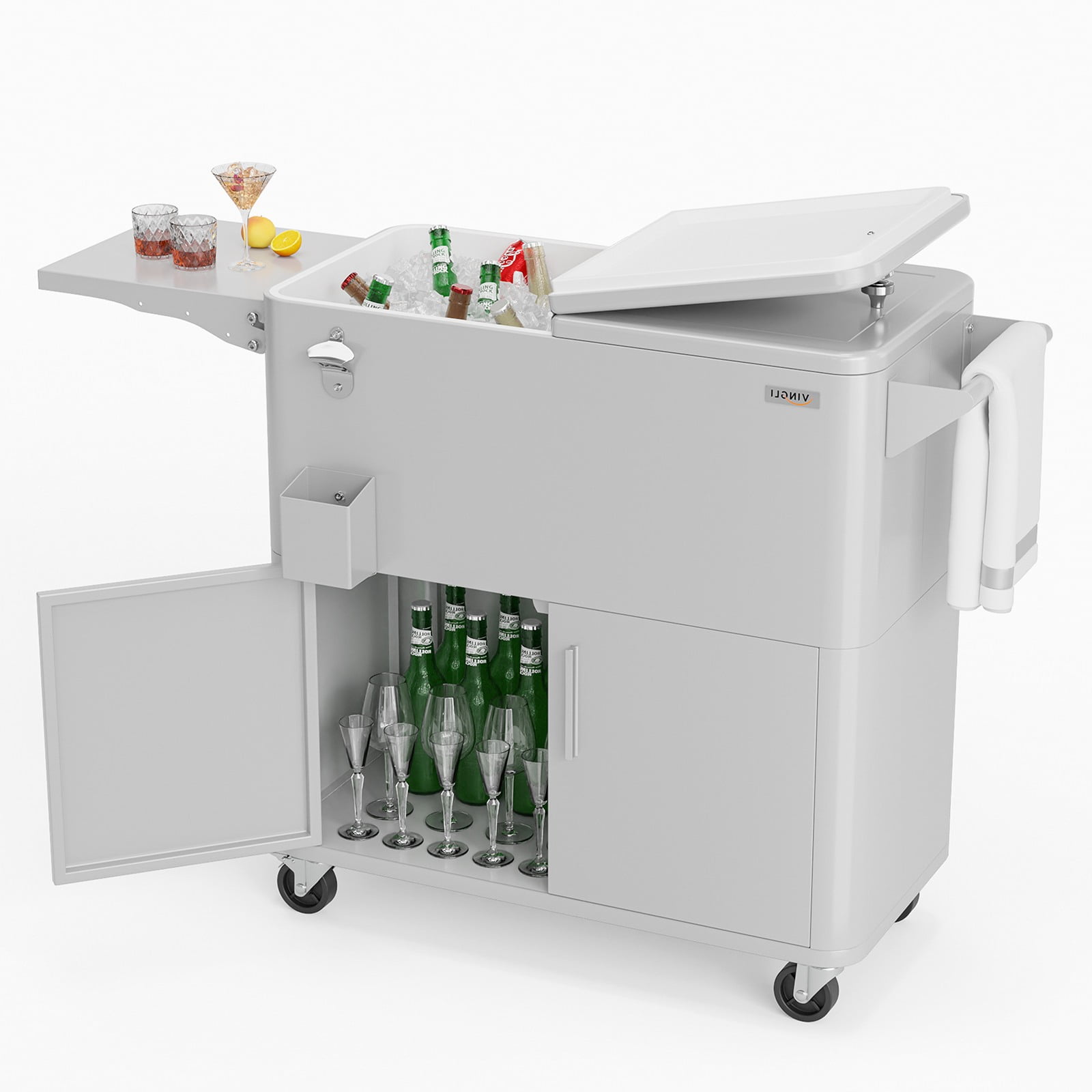 UBesGoo Premium 80QT Rolling Beverage Center - Patio Cooler Cart with ...