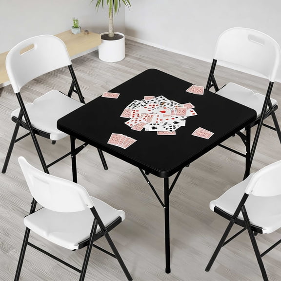 Bonnlo Round Folding Table 32 inch, HDPE Plastic Small Tabletop with ...