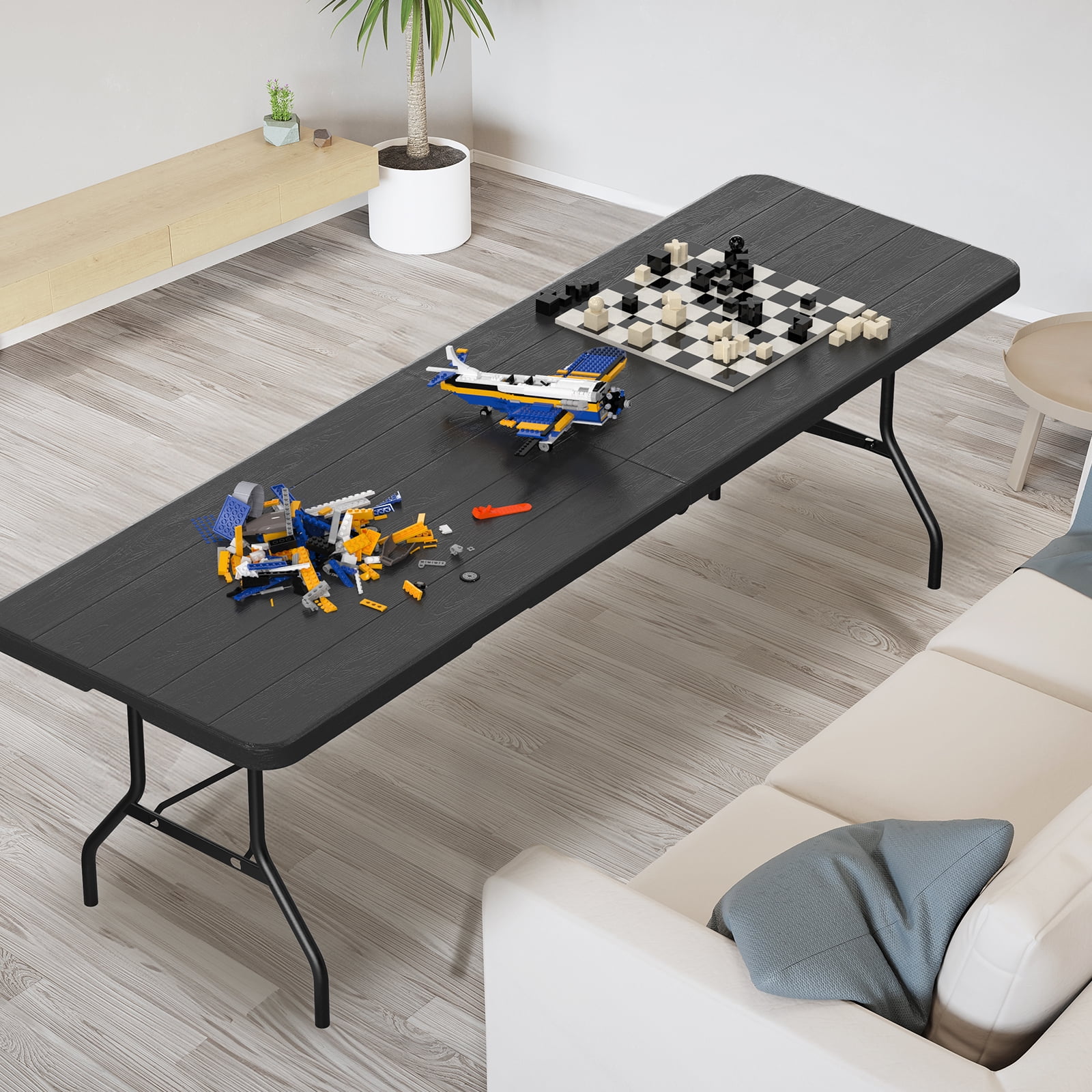 UBesGoo Protable 8Ft Folding Table, Plastics Long Table with Carrying ...