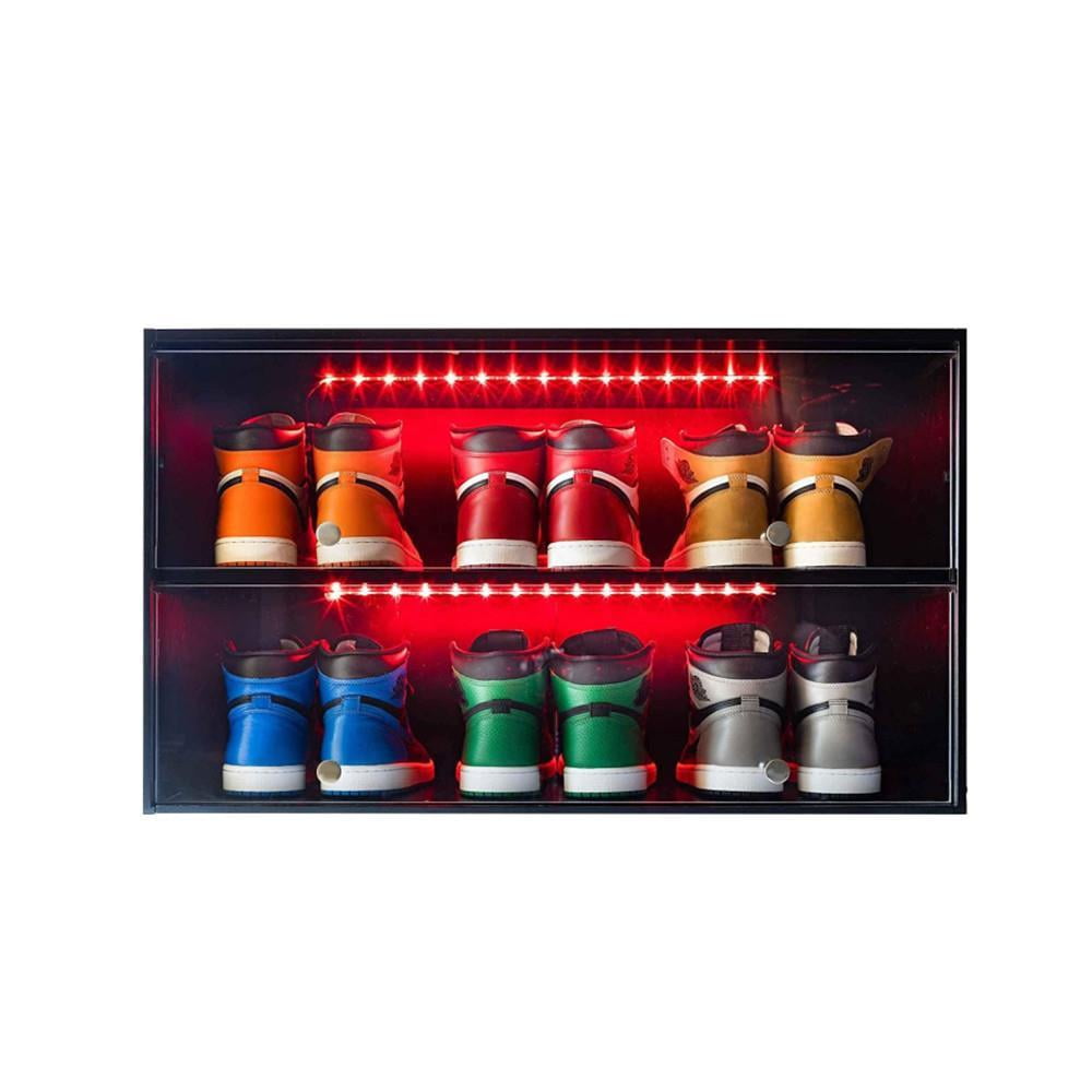 UBesGoo RGB LED Wood Shoe Cabinet- Wall Storage Organizer, Up to 6 ...