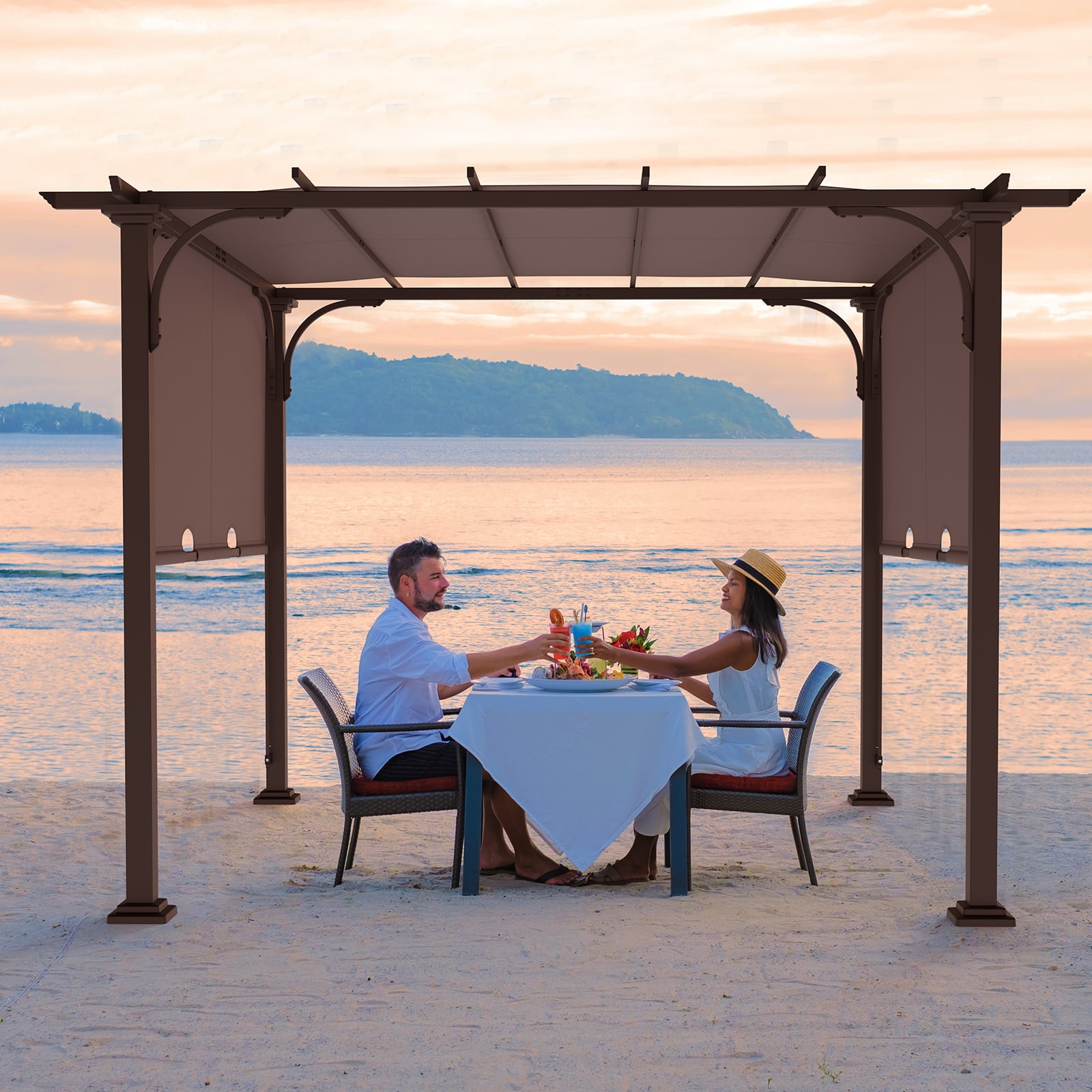 UBesGoo Retractable Pergola with 6 Beams Sun Shade Canopy Patio ...