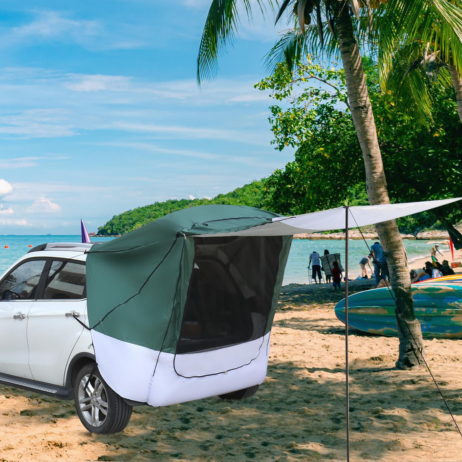 UBesGoo SUV Tailgate Tent with Awning Shade, Car Roof Canopy and Poles ...