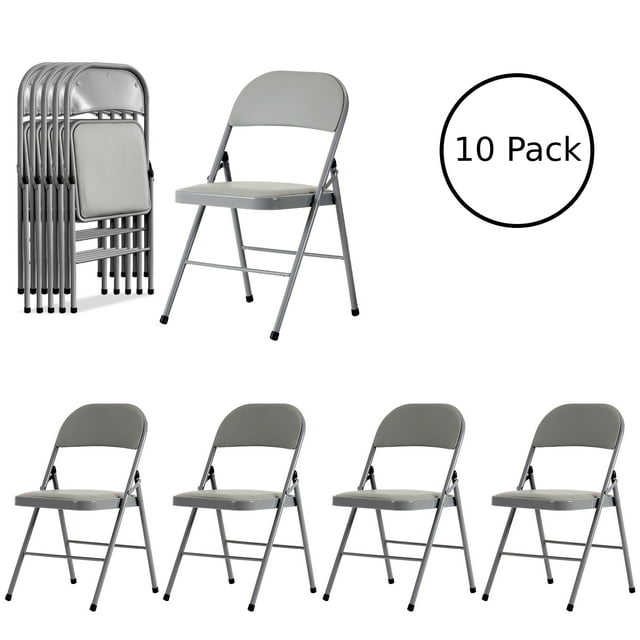 UBesGoo 10-Pack Commercial Padded Folding Chairs, Portable Dining/Party ...
