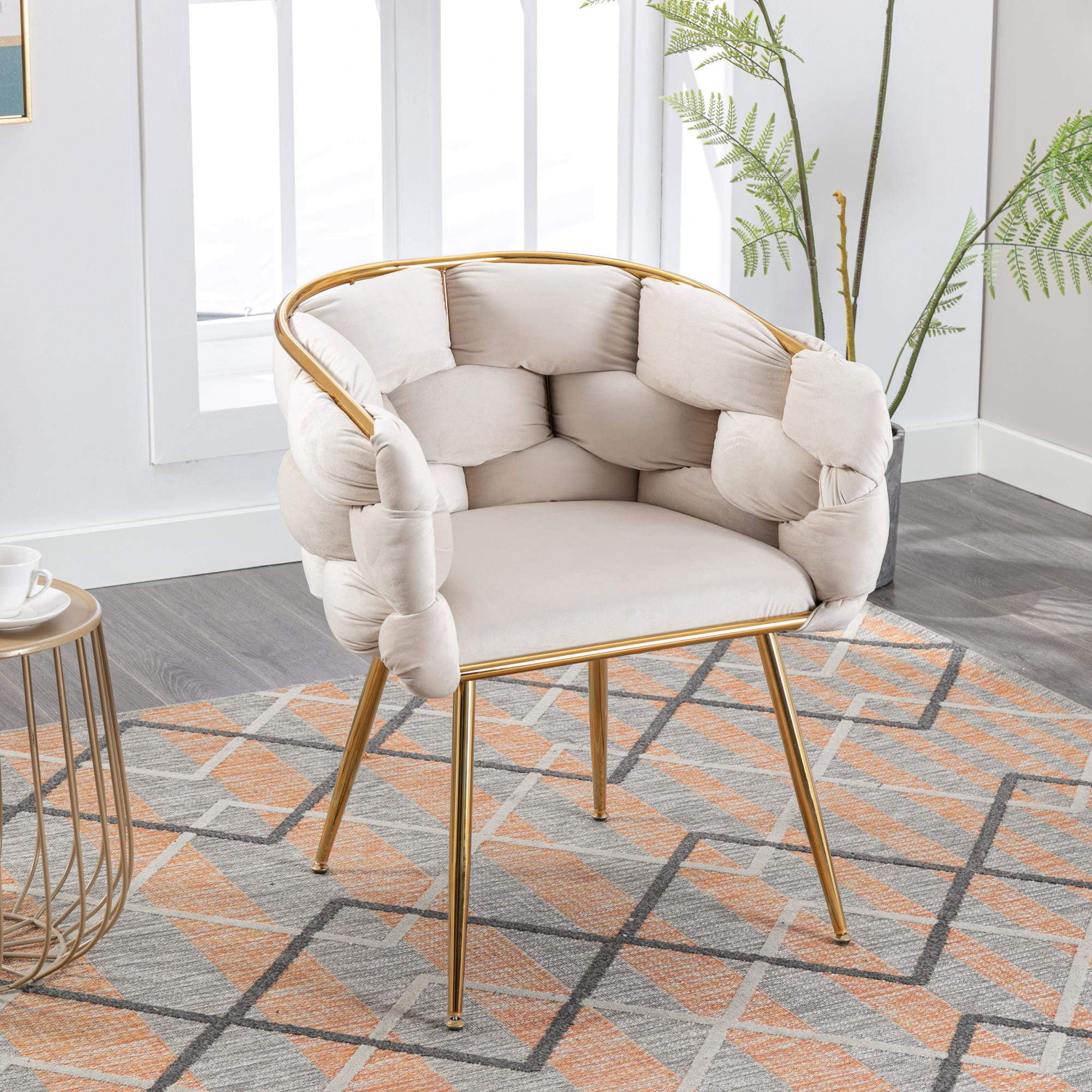 UBesGoo Single Sofa Chair, Manicure Table Back Chair with Velvet ...