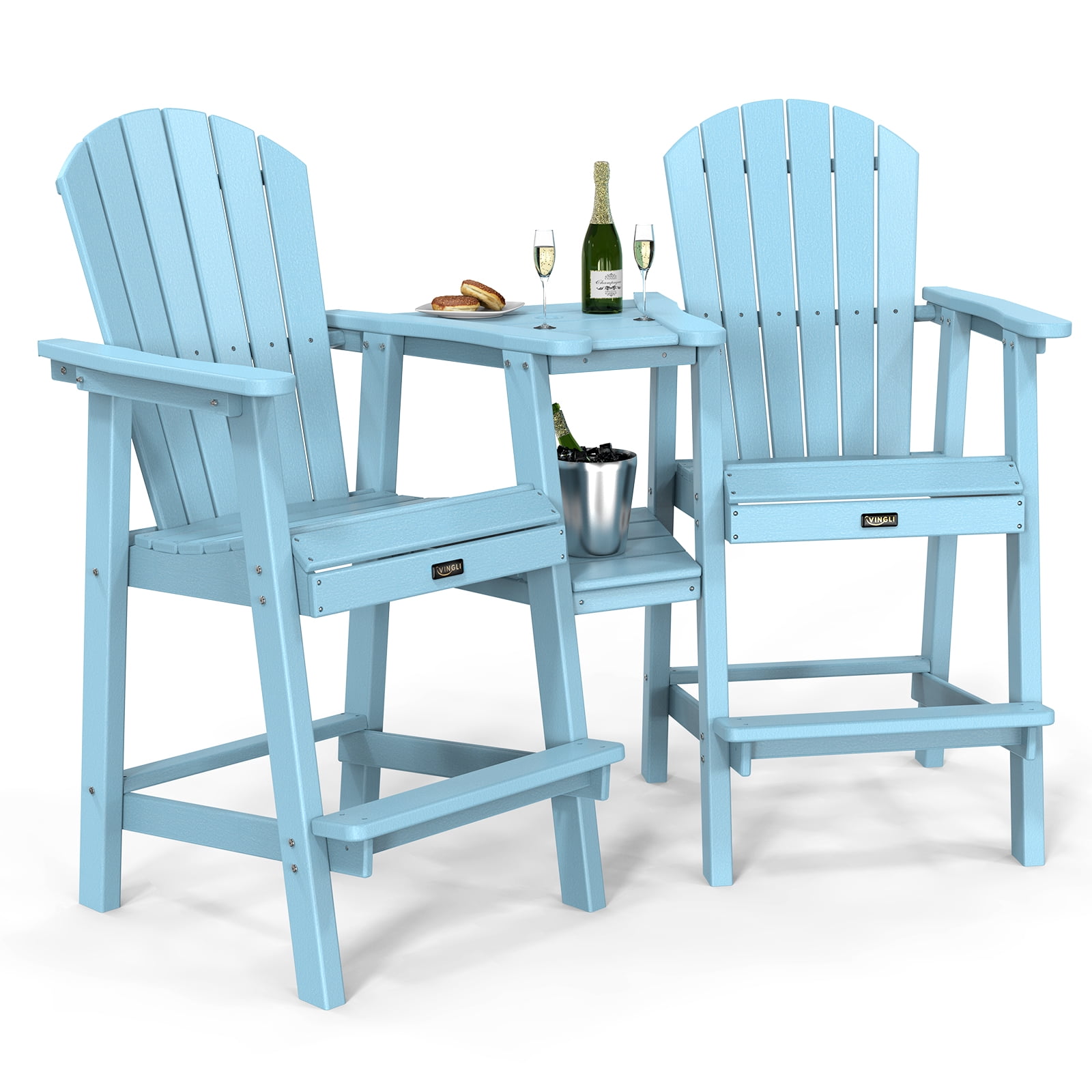 UBesGoo 2-Piece Tall Adirondack Chair Set, HDPE All-Weather Deck Chairs ...