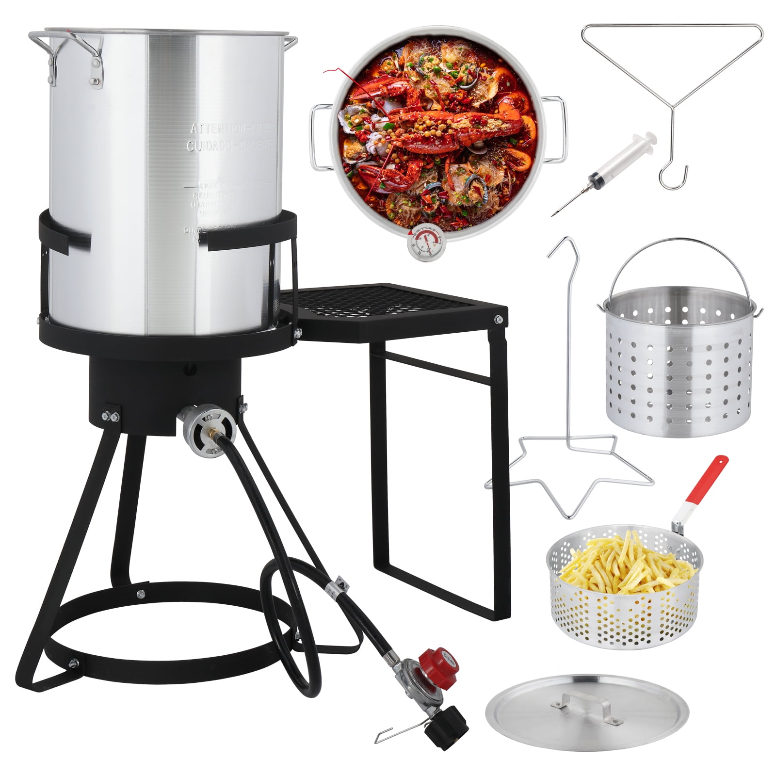 UBesGoo Turkey Fryer Pot Boiler 30qt Aluminum Outdoor Fryer Kit ...