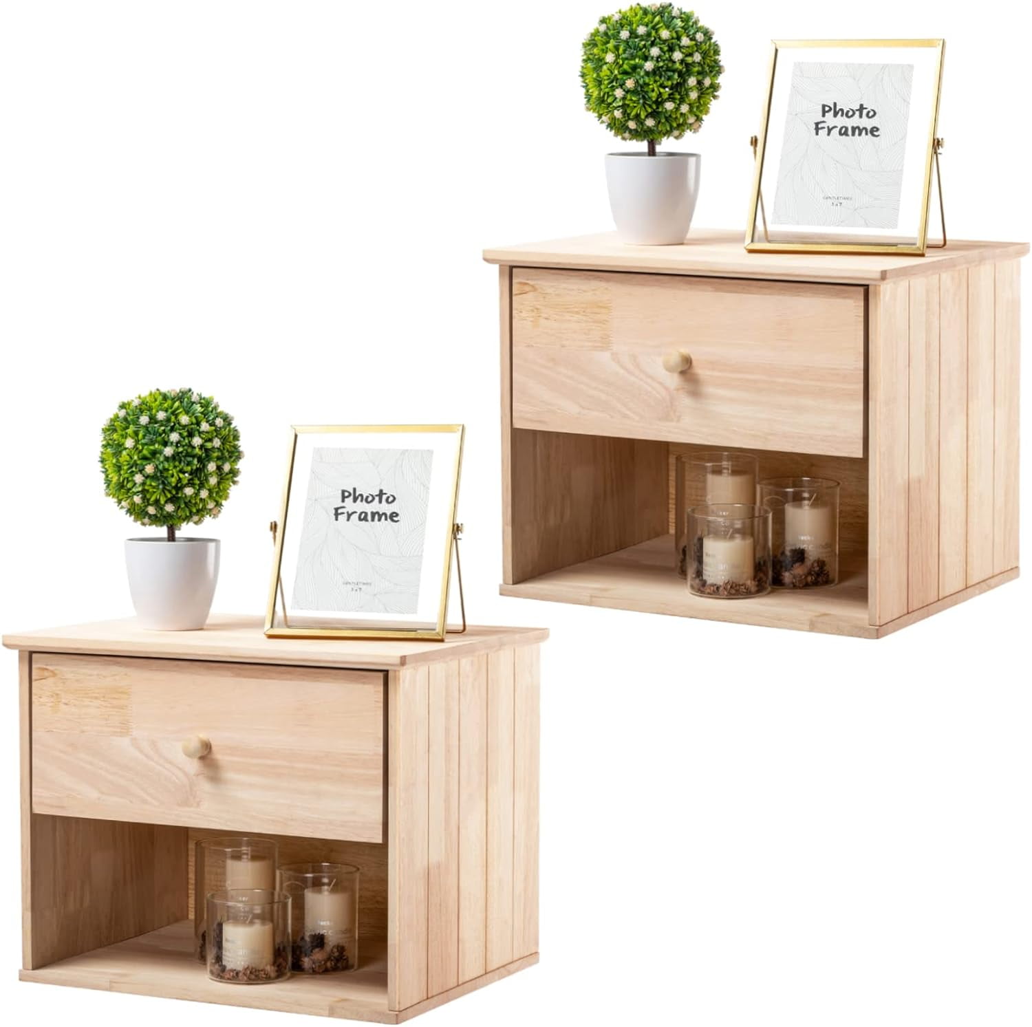 UBesGoo Unfinished Natural Solid Wood Floating Nightstand for Bedroom ... UBesGoo Unfinished Natural Solid Wood Floating Nightstand for Bedroom ...