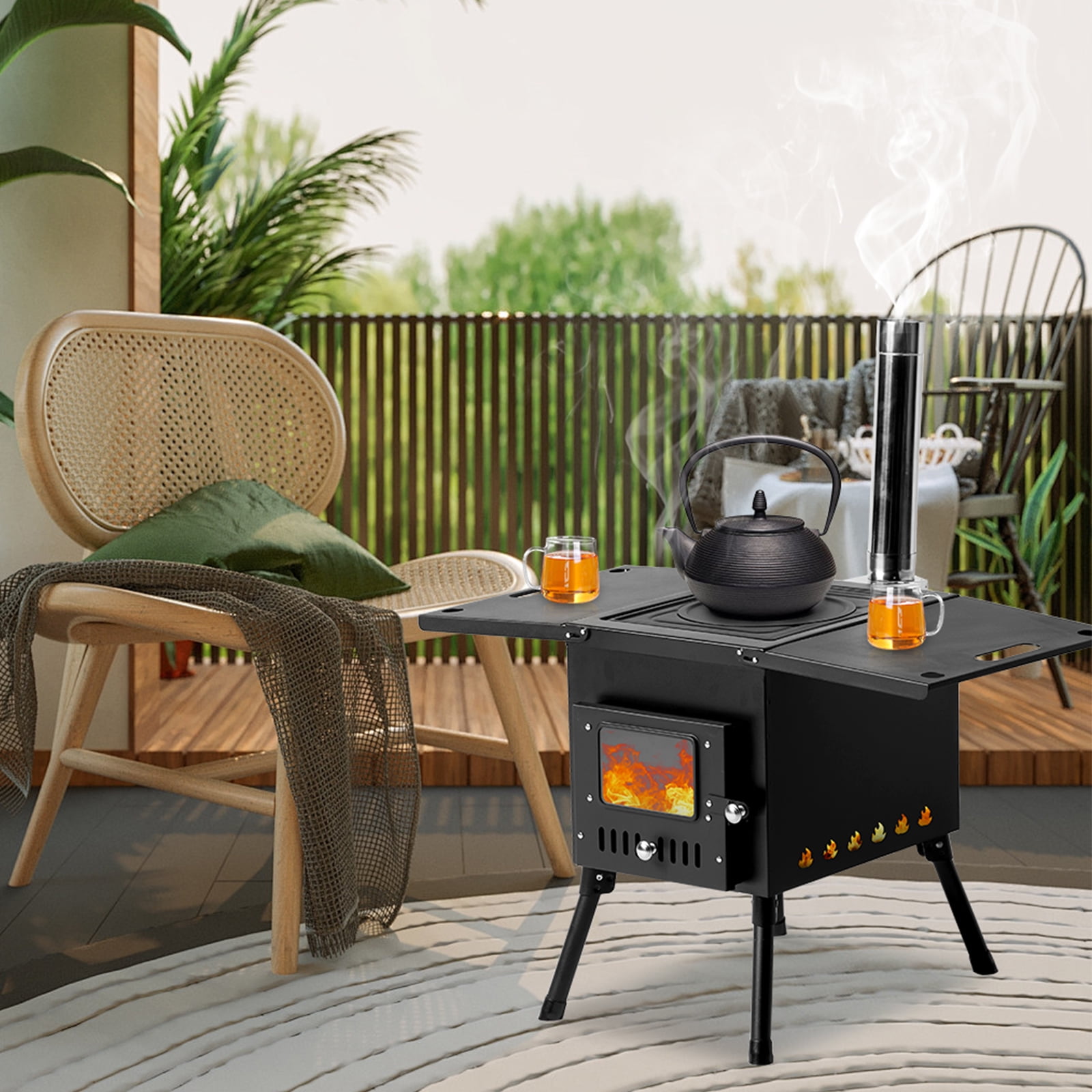 UBesGoo 30.5" Outdoor Portable Wood Burning Stove, Heating Burner Stove ...