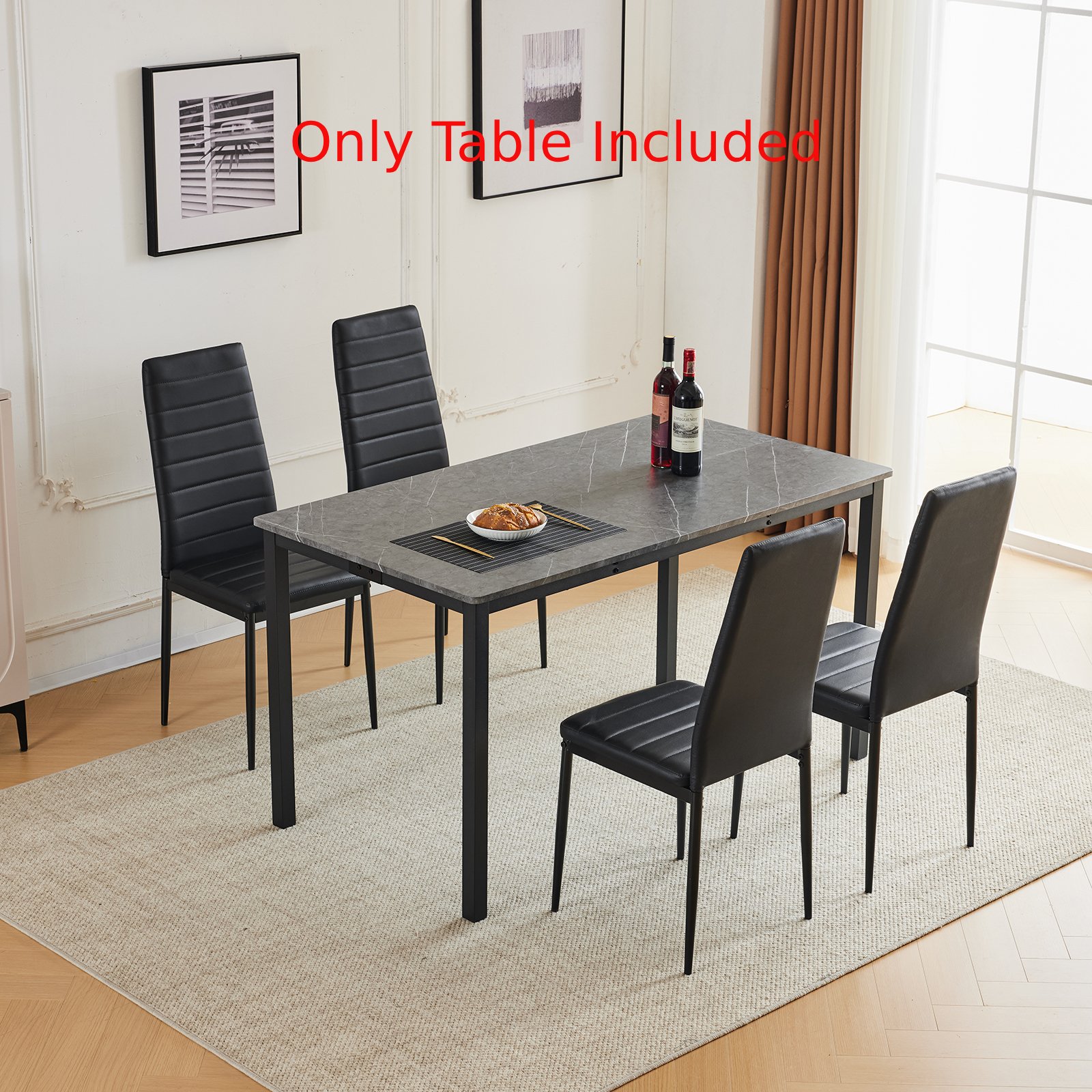 UBesGoo Wood Dining Diner Table for 4, 47" Modern Faux Marble Table ...