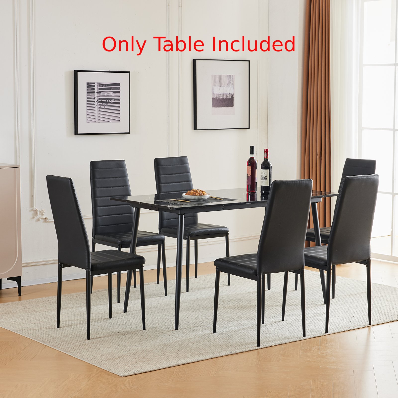 UBesGoo Wood Dining Diner Table for 4 to 6, 55" Modern Faux Marble ...