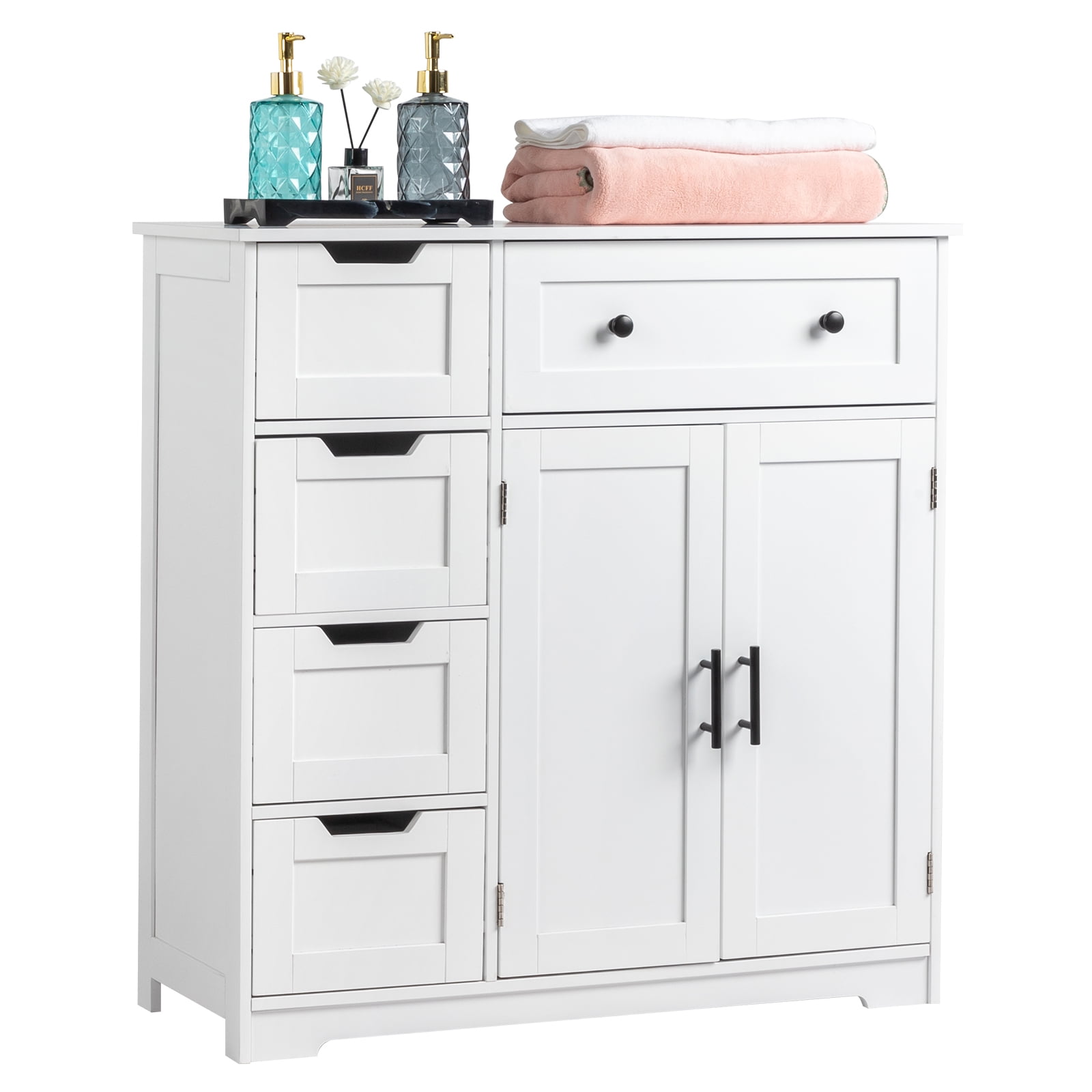 UBesGoo Wooden Bathroom Cabinet Storage, Freestanding Storage Cabinet ...