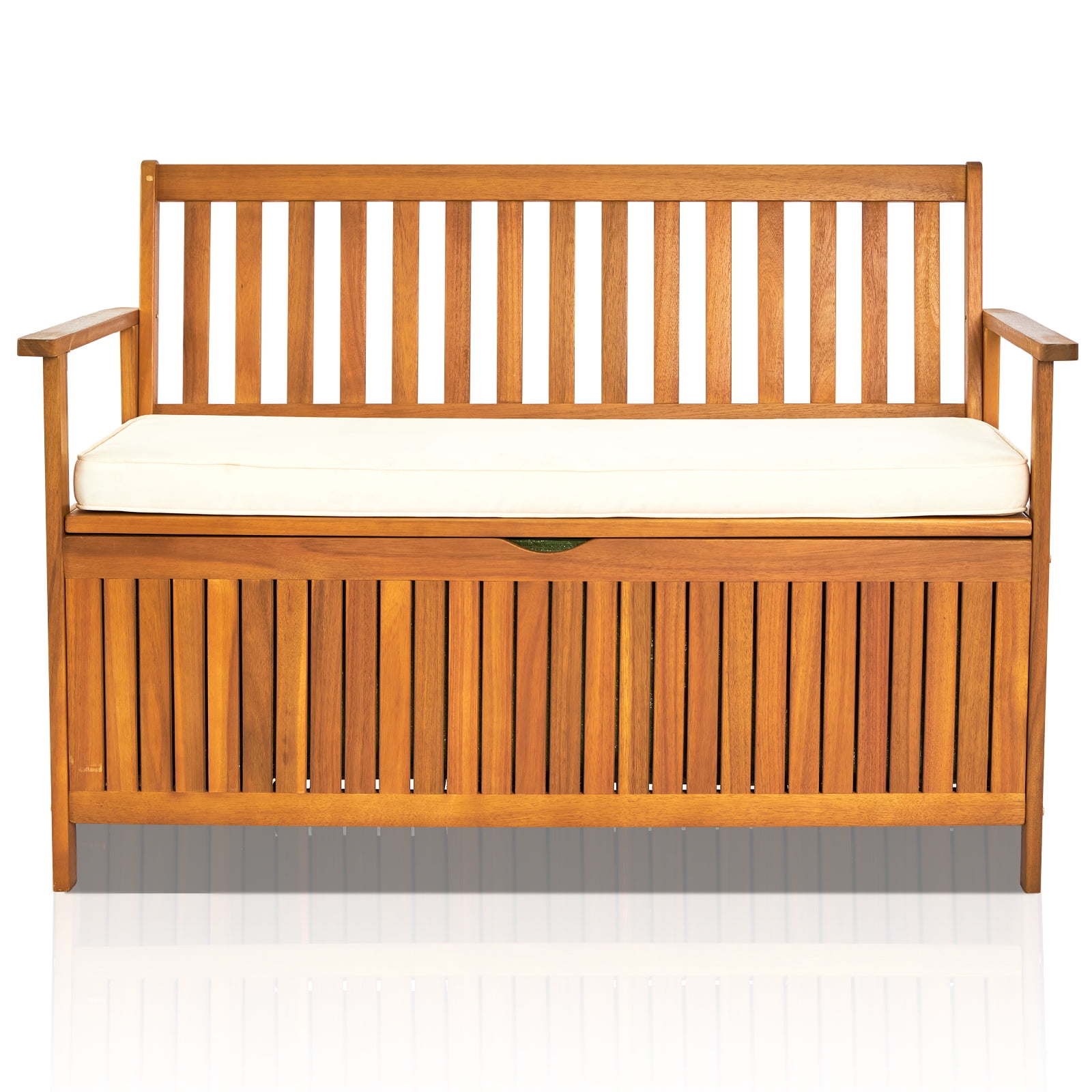 UBesGoo Wooden Outdoor Storage Bench Large Deck Box, Entryway Storage ...