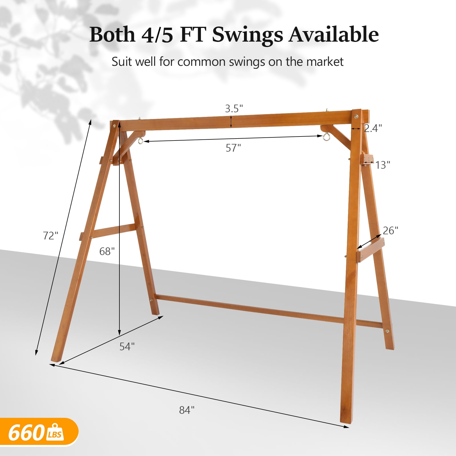 UBesGoo Wooden Swing Frame with Extra Bottom Connection Board,A-Frame ...