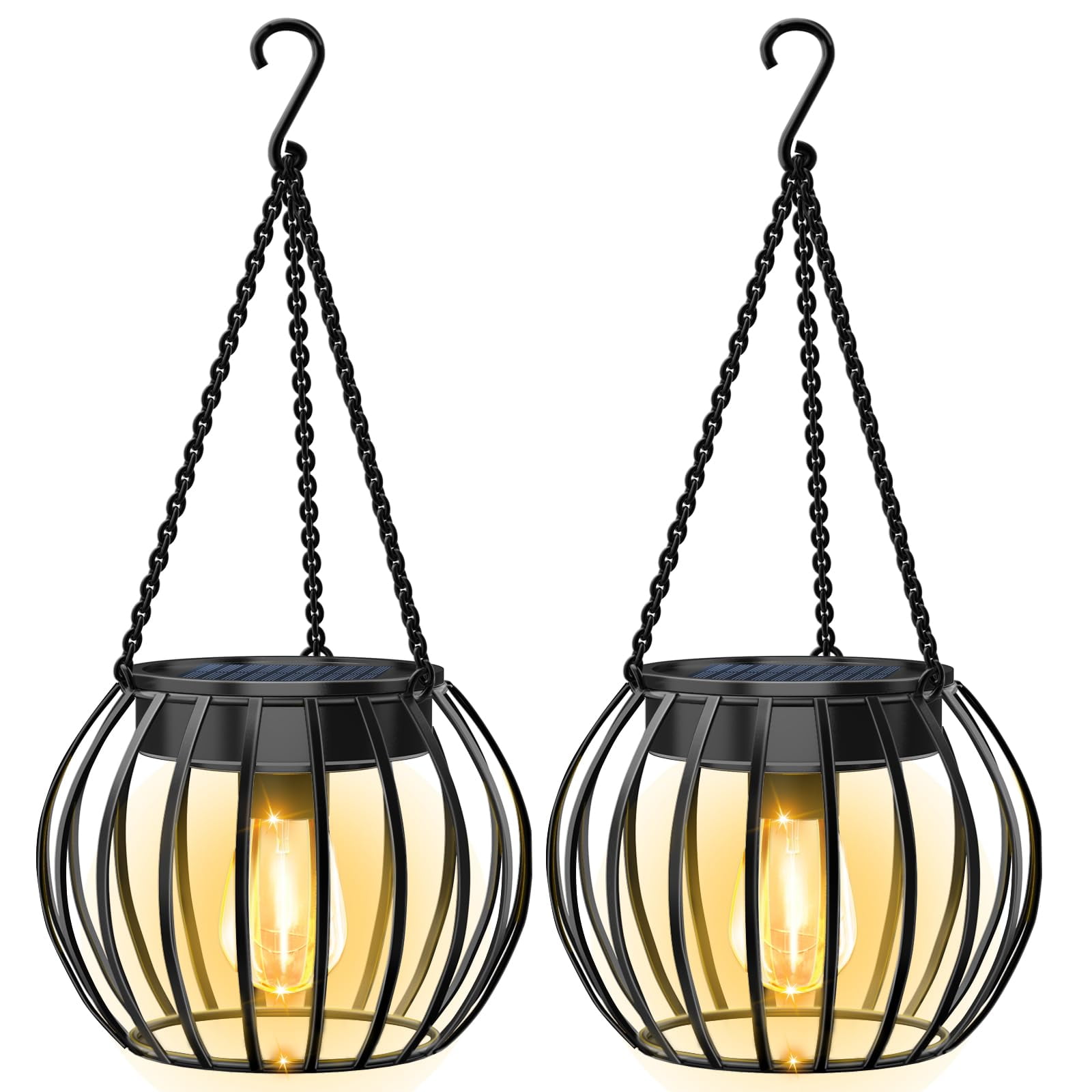 UBright 2 Pack 15" Solar Lights Outdoor Decorative Metal Solar Lanterns ...