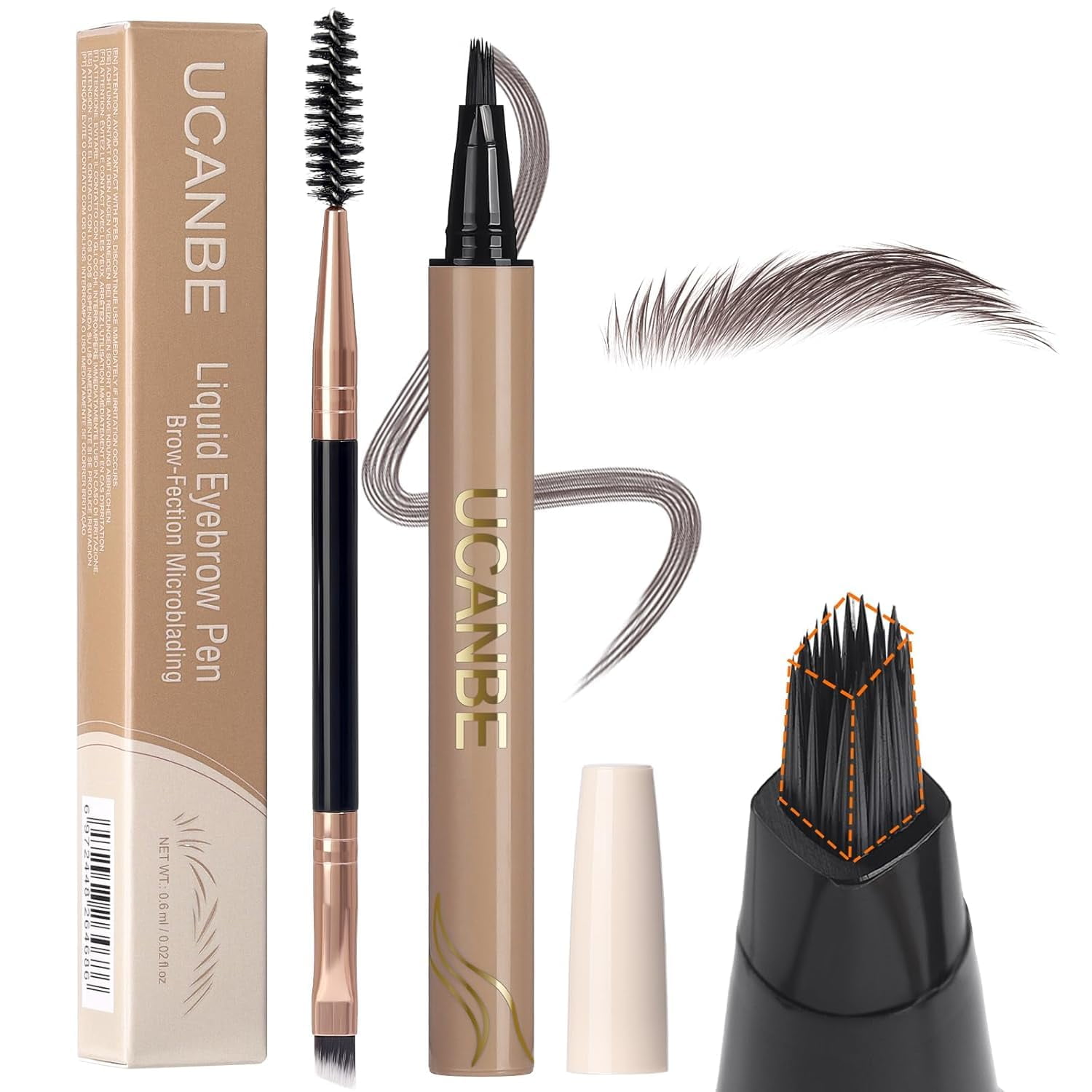 UCANBE Brow-Fection Angled Brush Pen, Liquid Microblading Pencils for ...