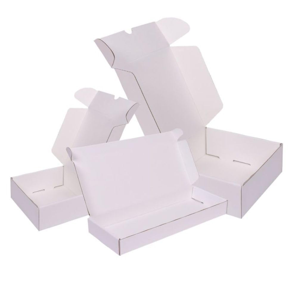 UCANPACK All White Mailer Boxes (E flute) 14x4x4 Inches - 50 Pack White ...