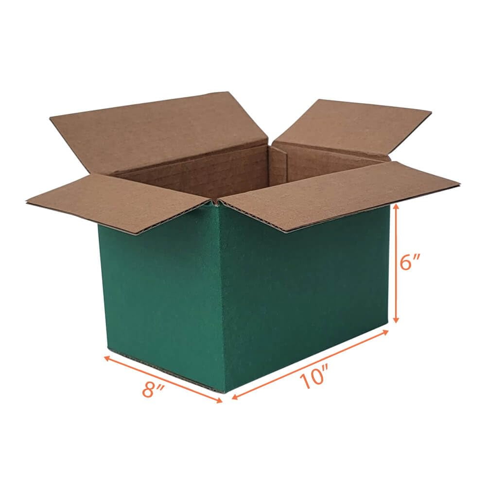 UCANPACK Green Color Shipping Boxes (Kraft Inside) 10x8x6 Inches - 25 ...