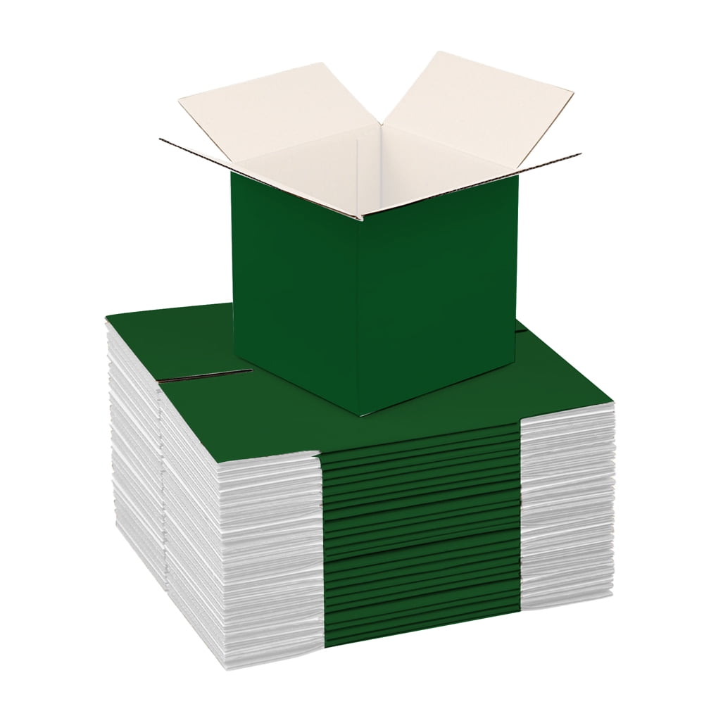 UCANPACK Green Color Shipping Boxes (White Inside) 4x4x4 Inch (25 Pack ...