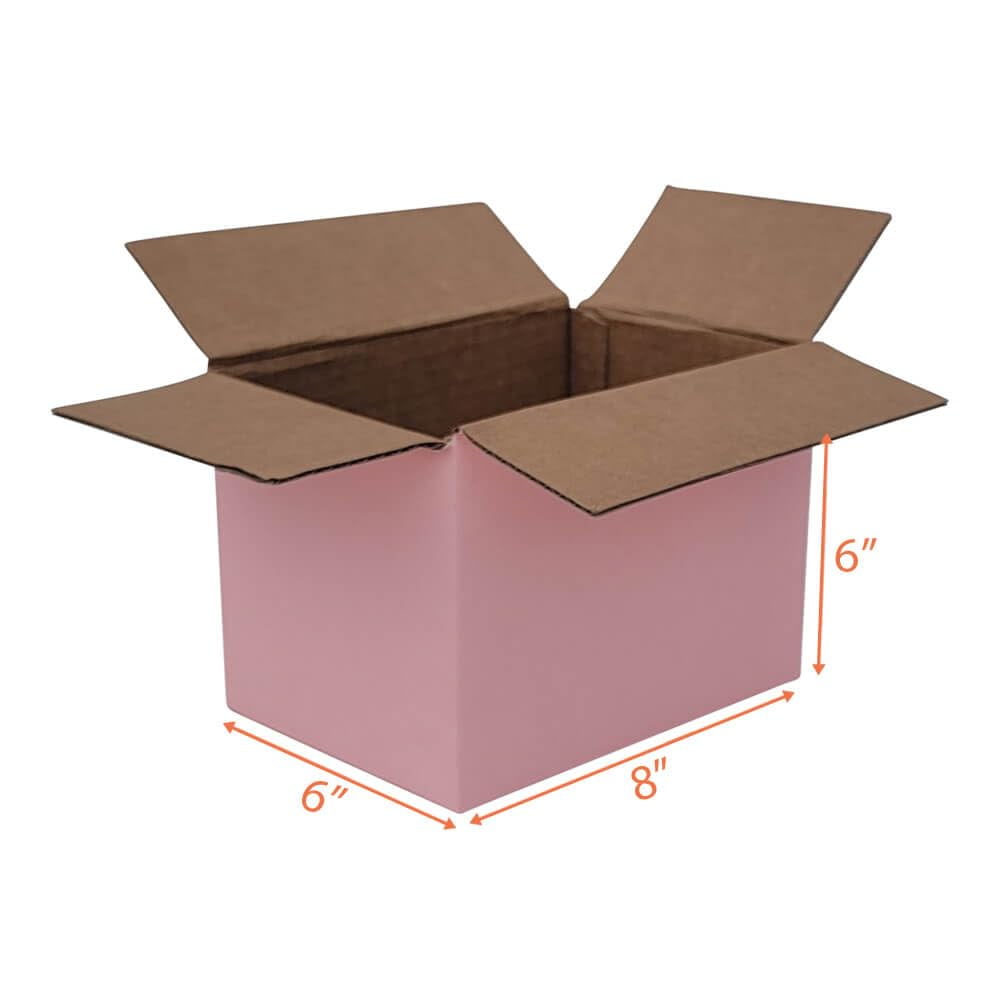 UCANPACK Pink Color Shipping Boxes (Kraft Inside) 8x6x6 Inches - 25 ...
