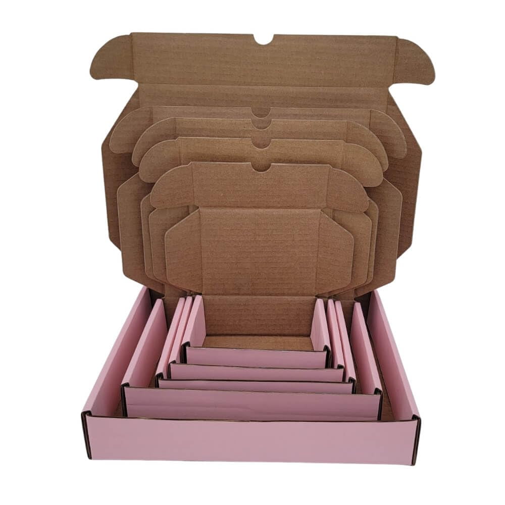 UCANPACK Pink Mailer Boxes (Kraft Inside) 7¾x5½x2¾ Inches - 50 Pack ...