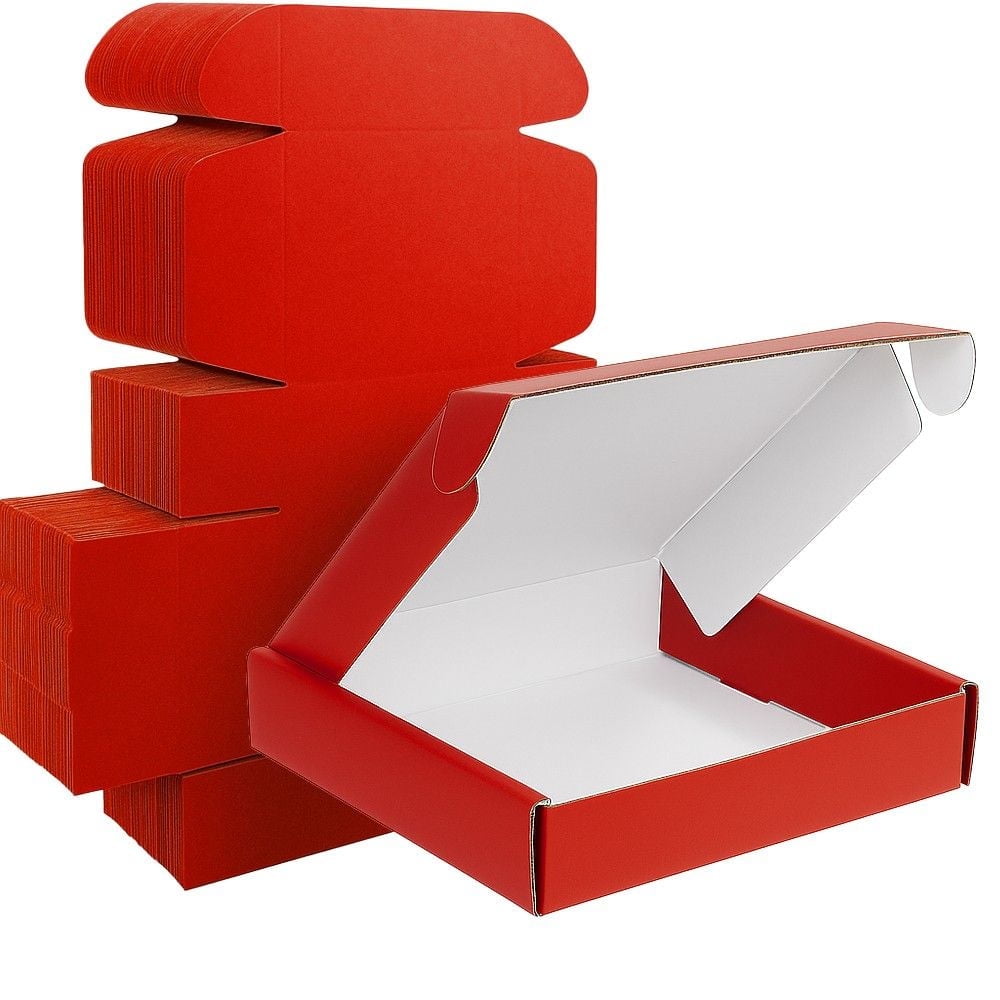 Ucanpack Red Mailer Box (White Inside) 6 x 4 x 1" - 50 Pack Corrugated ...