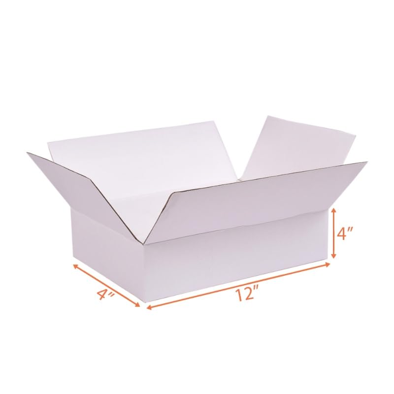 UCANPACK All White Shipping Boxes (E flute) 12x4x4 Inches - 25 Pack All ...