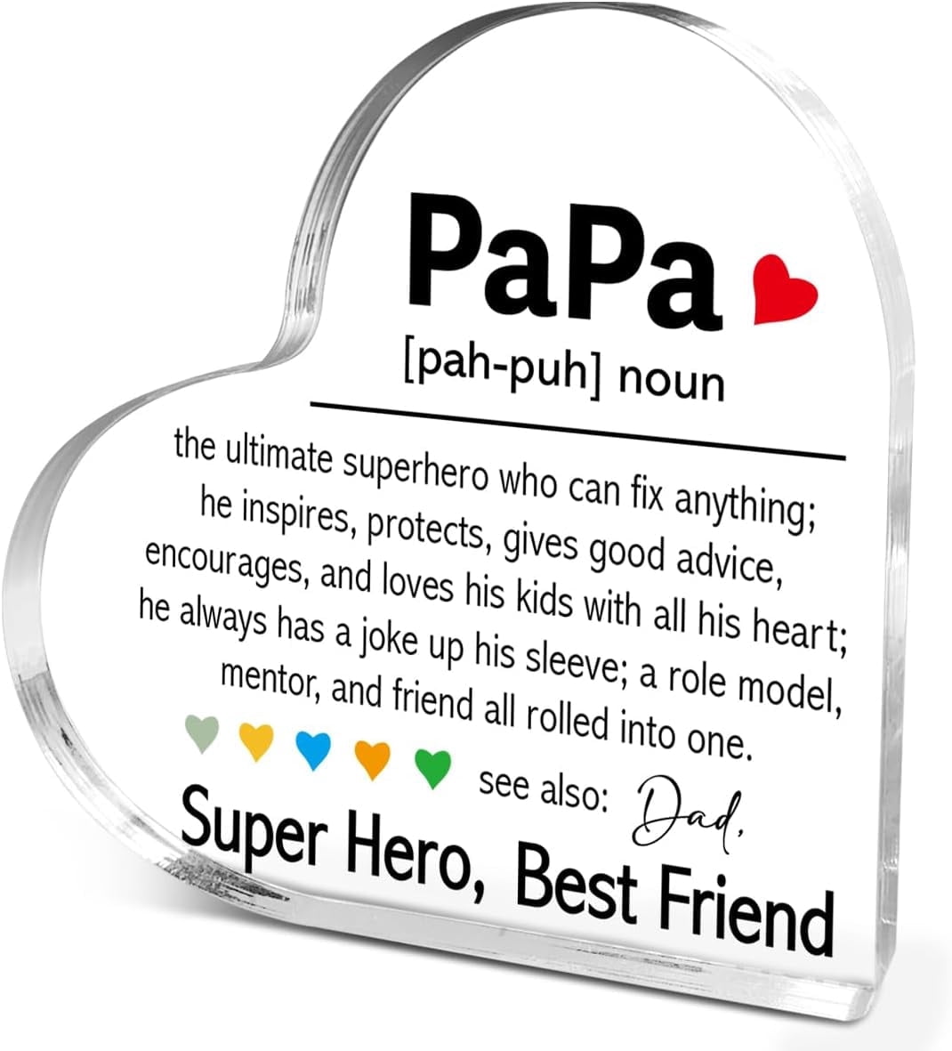 UCEI Papa Definition Acrylic Heart Keepsake Plaque Gift 4.5" - Walmart.com