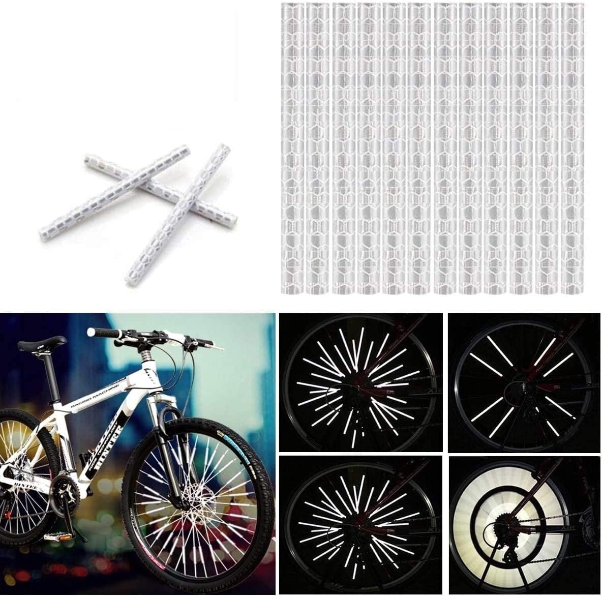 UCINNOVATE Bike Spoke Reflectors, ABS Bicycle Clips with Silver White ...