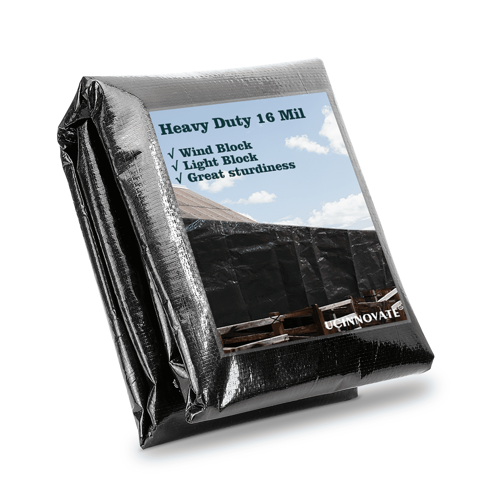 UCINNOVATE Black Tarp Waterproof 16 Mil Heavy Duty, 6.2x9.8 ft Poly ...