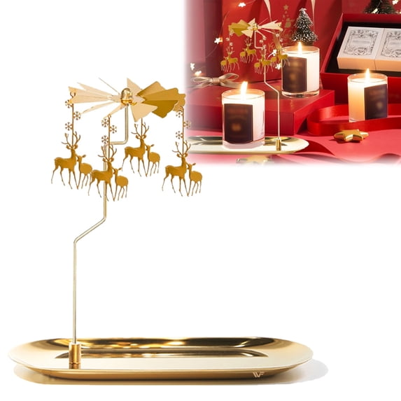 UCINNOVATE Spinning Candle Holder, Deer Rotating Candlestick Set ...