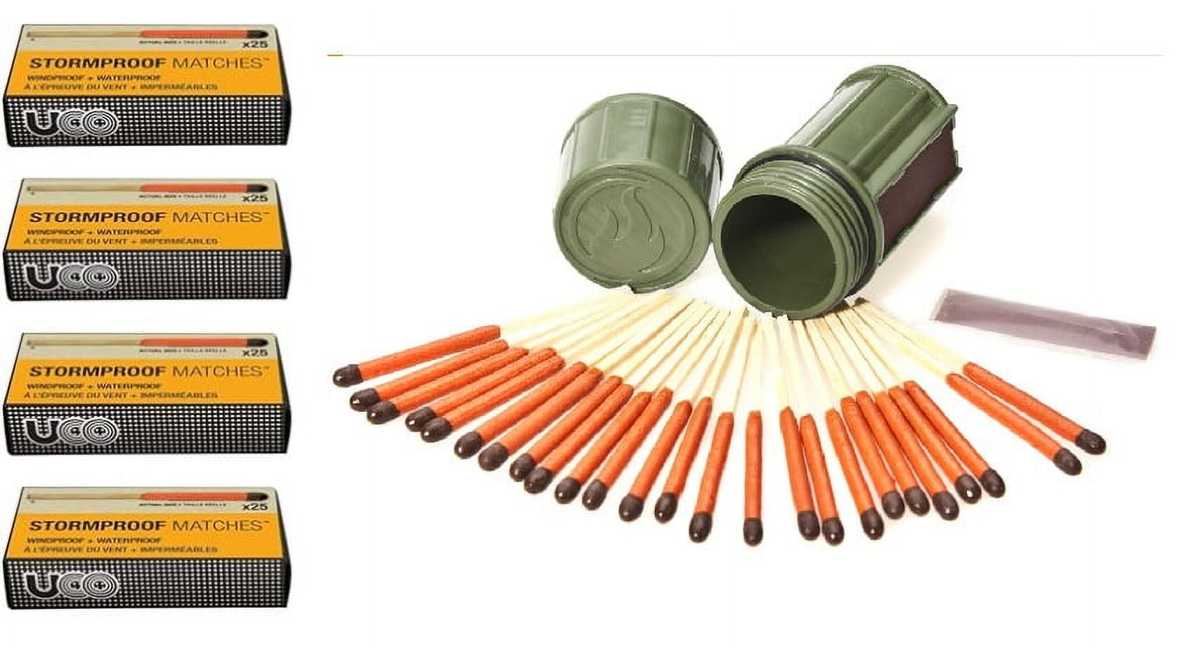 UCO Stormproof Match Kit (Green) Plus 4 Refill Packs of 25 - Walmart.com