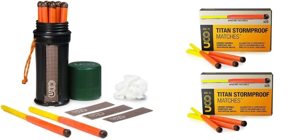 UCO Titan Stormproof, Waterproof & Windproof Match Kit with Two Refill ...