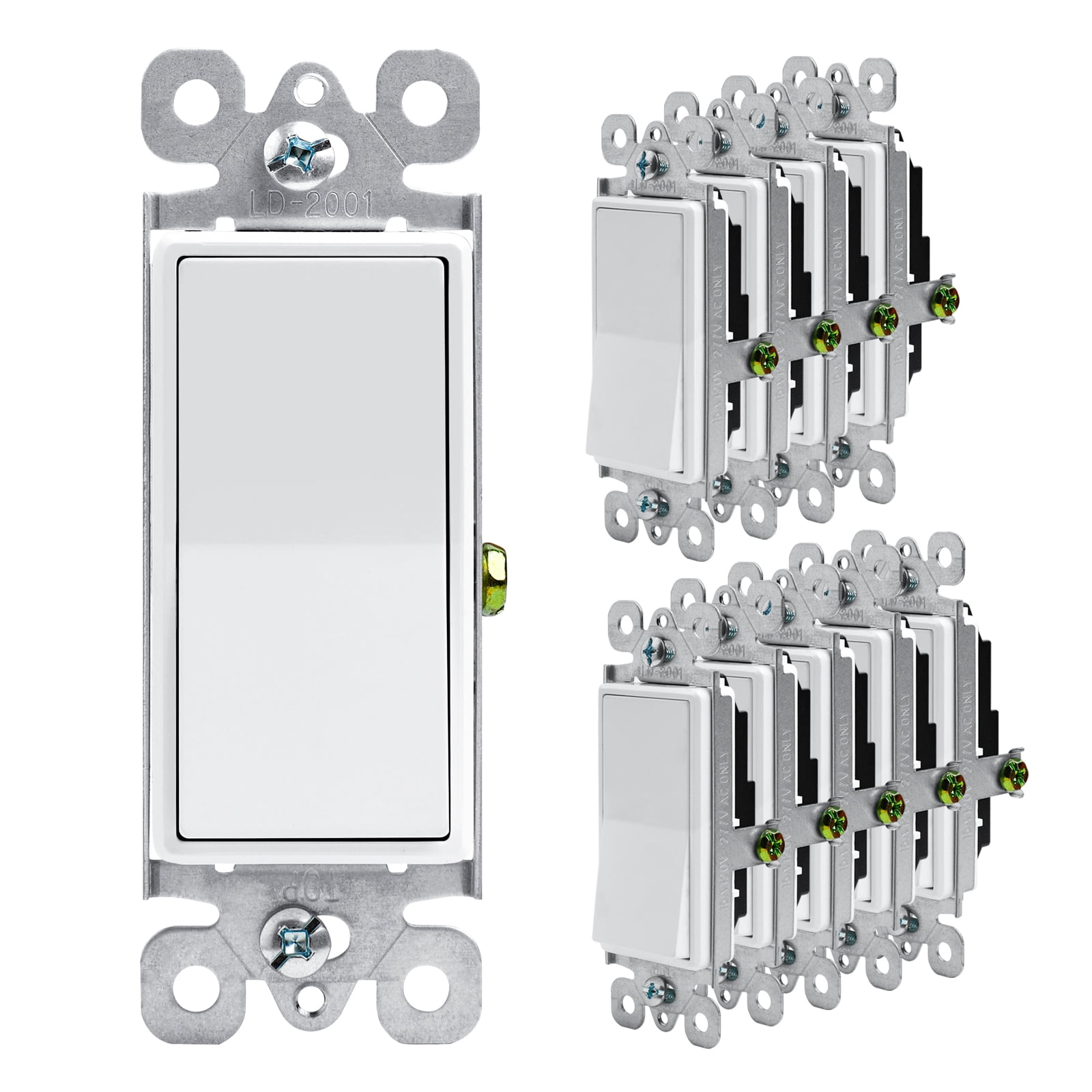 UCOMEN Heavy Duty 10-Pack White Paddle Rocker Light Switch - Single ...